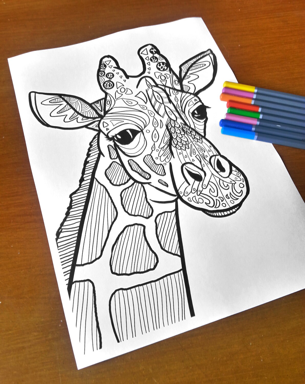 Adult Zentangle Coloring Sheet Giraffe | Etsy