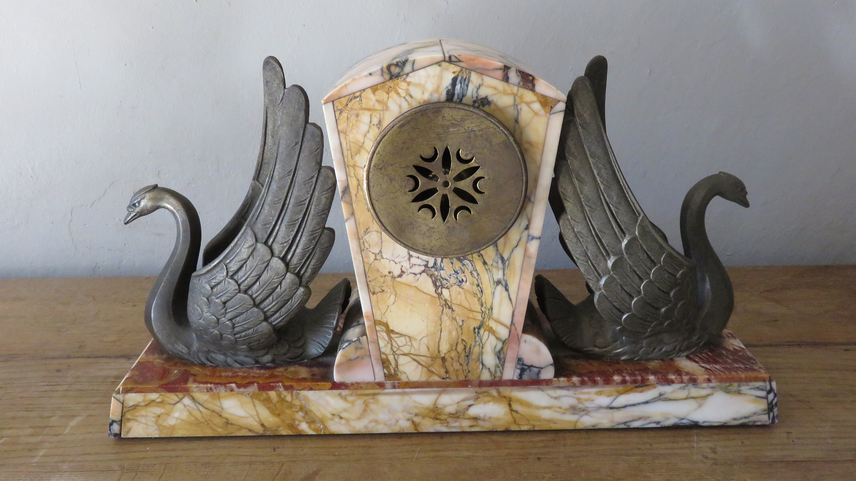 Art Deco Marble/granite Clock / French Marble Clock With Vases | Etsy