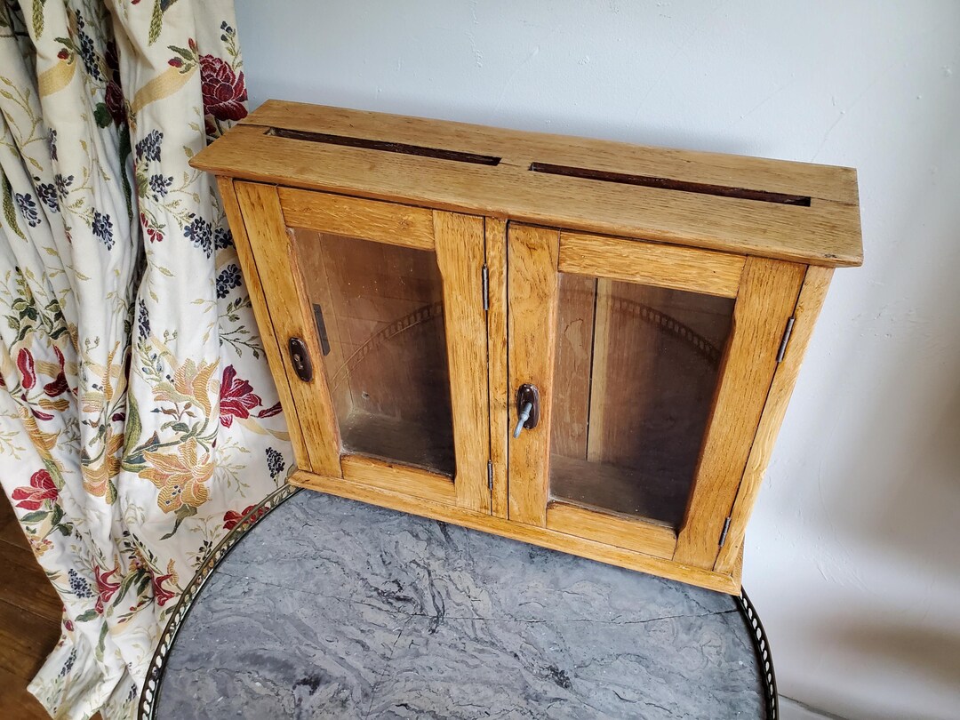 French Antique Oak Display Cabinet / Oak Display Cabinet / Antique ...
