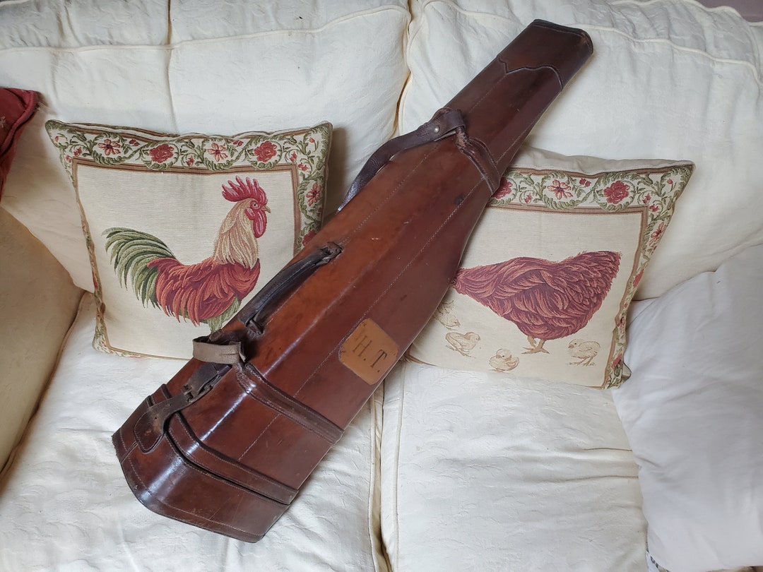 French Leather 2 Gun Case / Rare Double Gun Leg of Mutton Gun Case ...