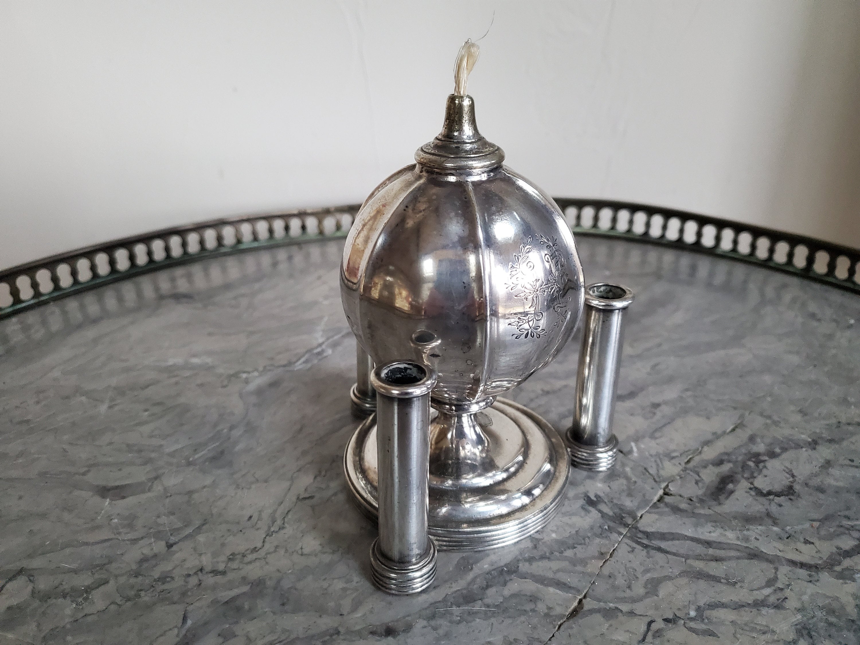 Maple and Co London Table Lighter / Silver Plate Table Cigar Lighter ...