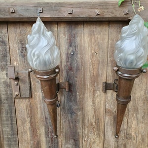 Very Large French Castle Wall Sconces / A Pair of Iron Wall Sconces ...