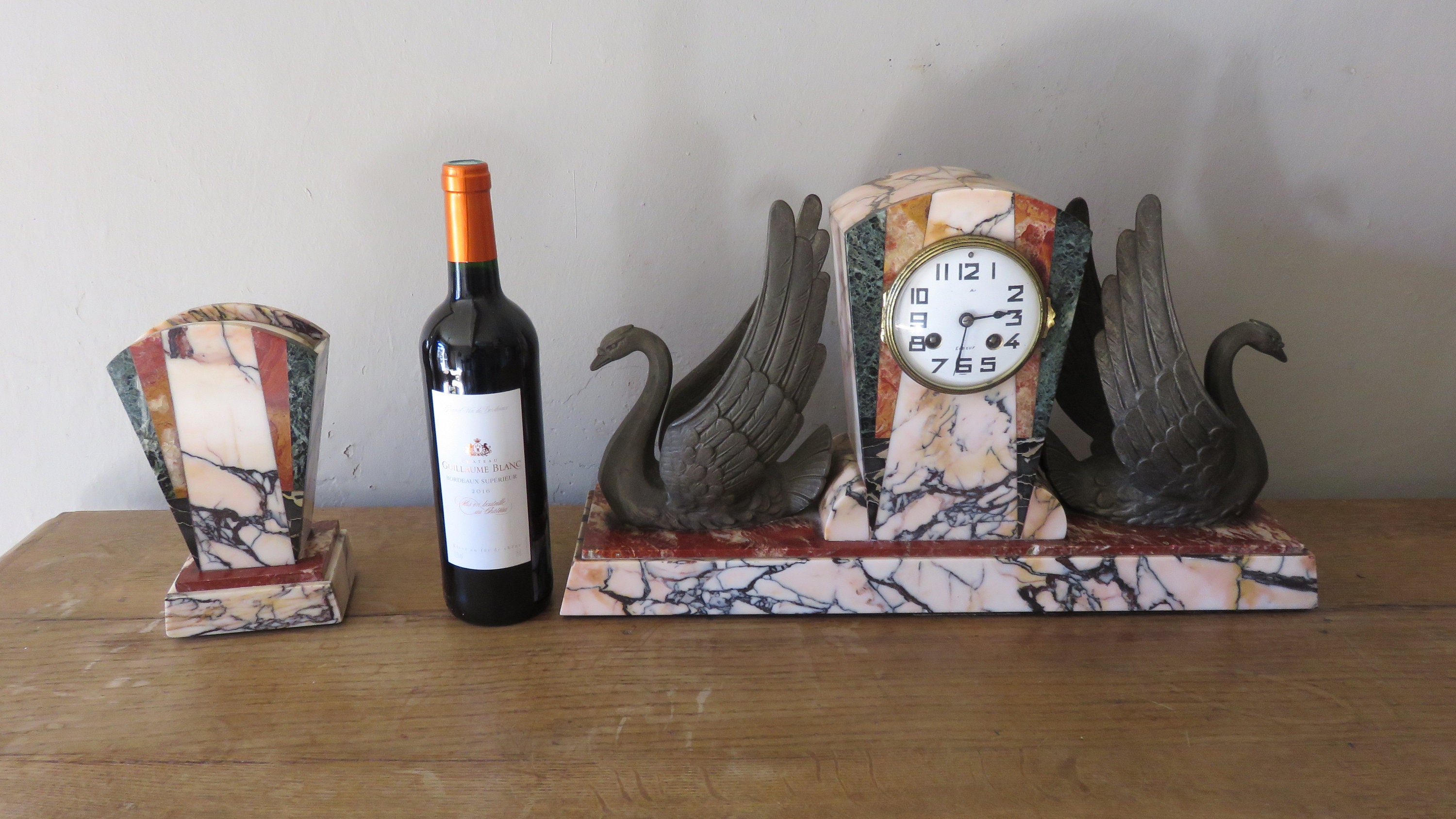 Art Deco Marble/granite Clock / French Marble Clock With Vases | Etsy