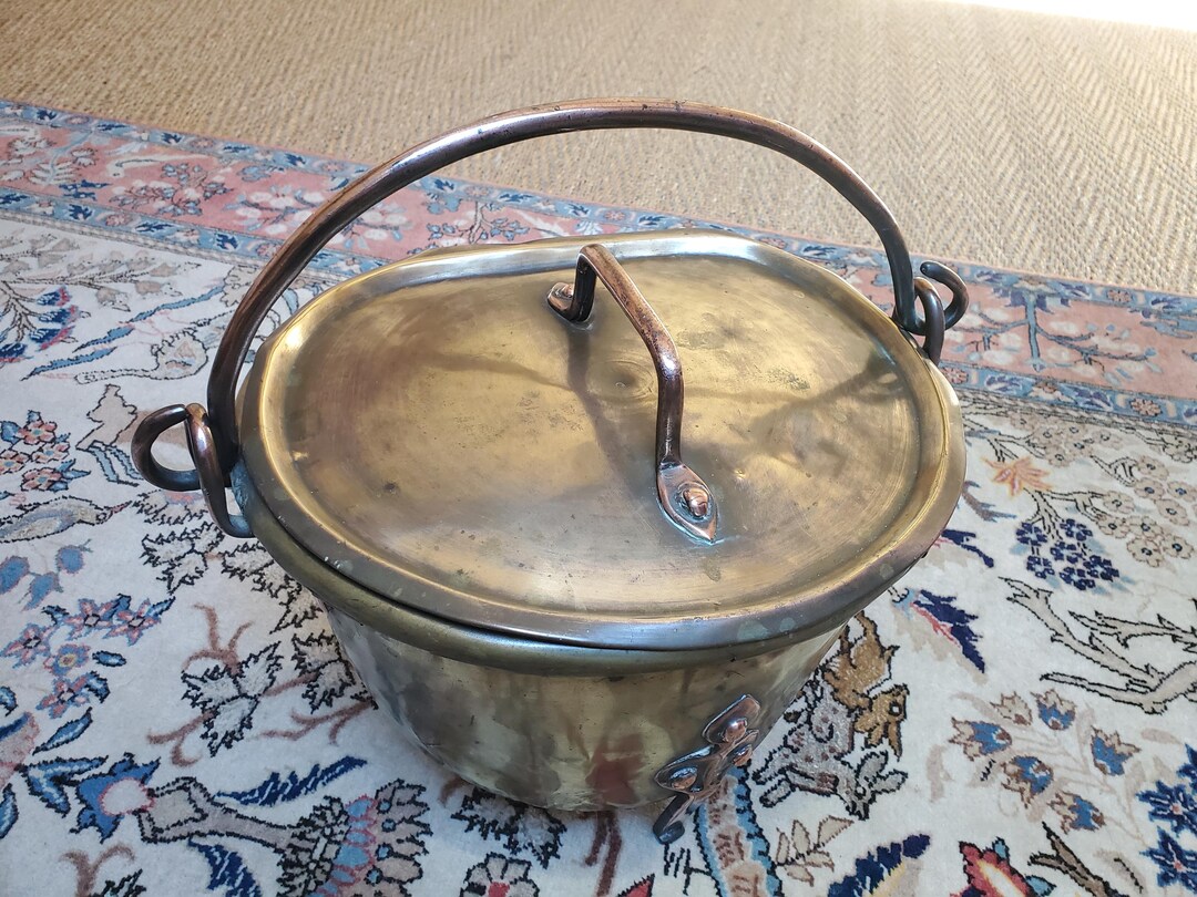 17th Century Brass and Copper Pot / Brass Log Basket / Arts and Crafts ...