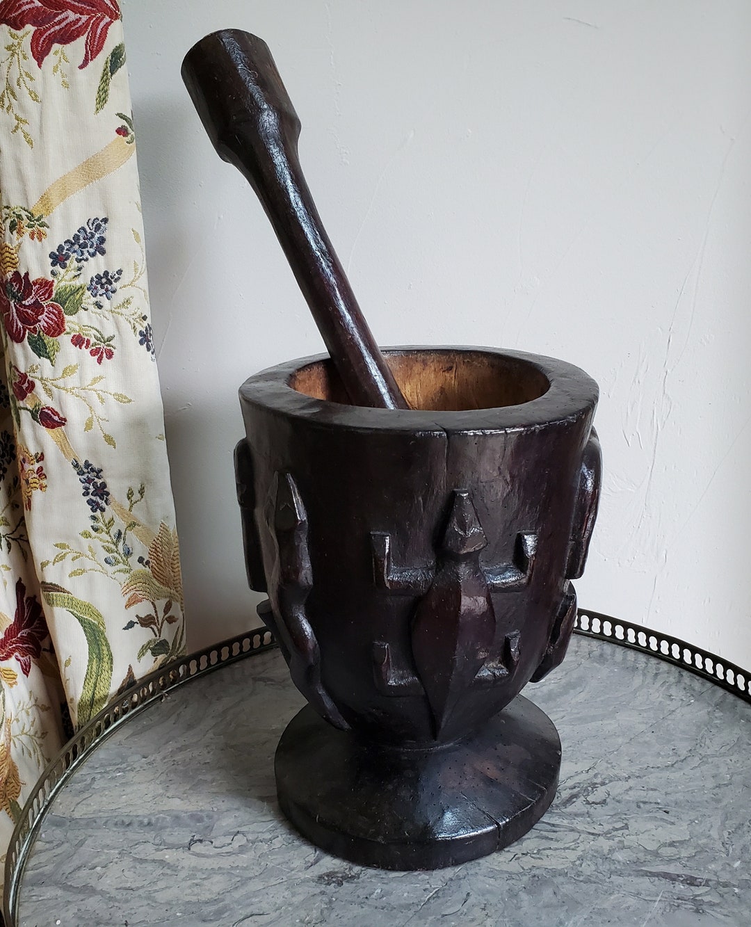 African Tribal Art Pestle and Mortar / 19c Wooden Pestle and Mortar / African Tribal Animal ...
