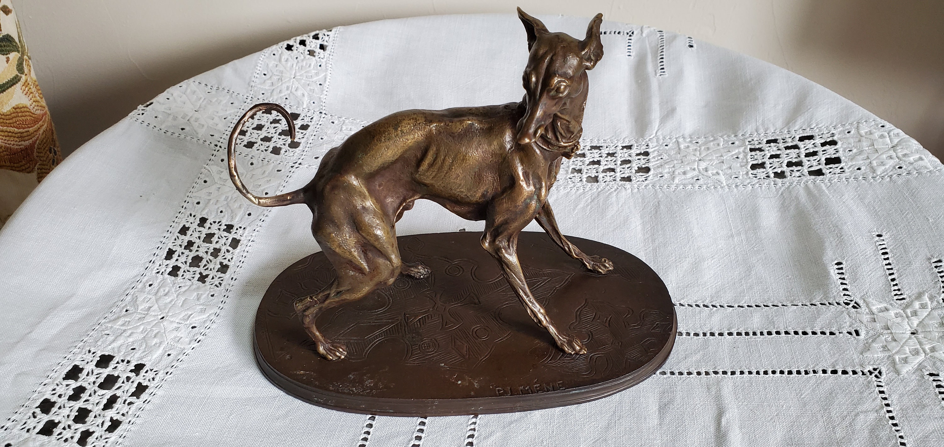 Bronze Greyhound Sculpture / Bronze Greyhound by PJ Mene / 19th Century ...
