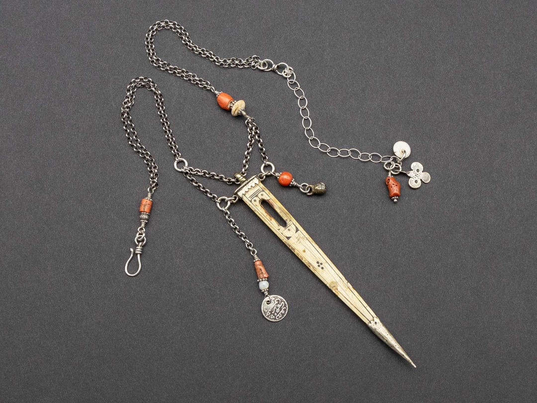 Enamel Inlay Moroccan Bone Pen With Black Enamel, Antique Writing ...