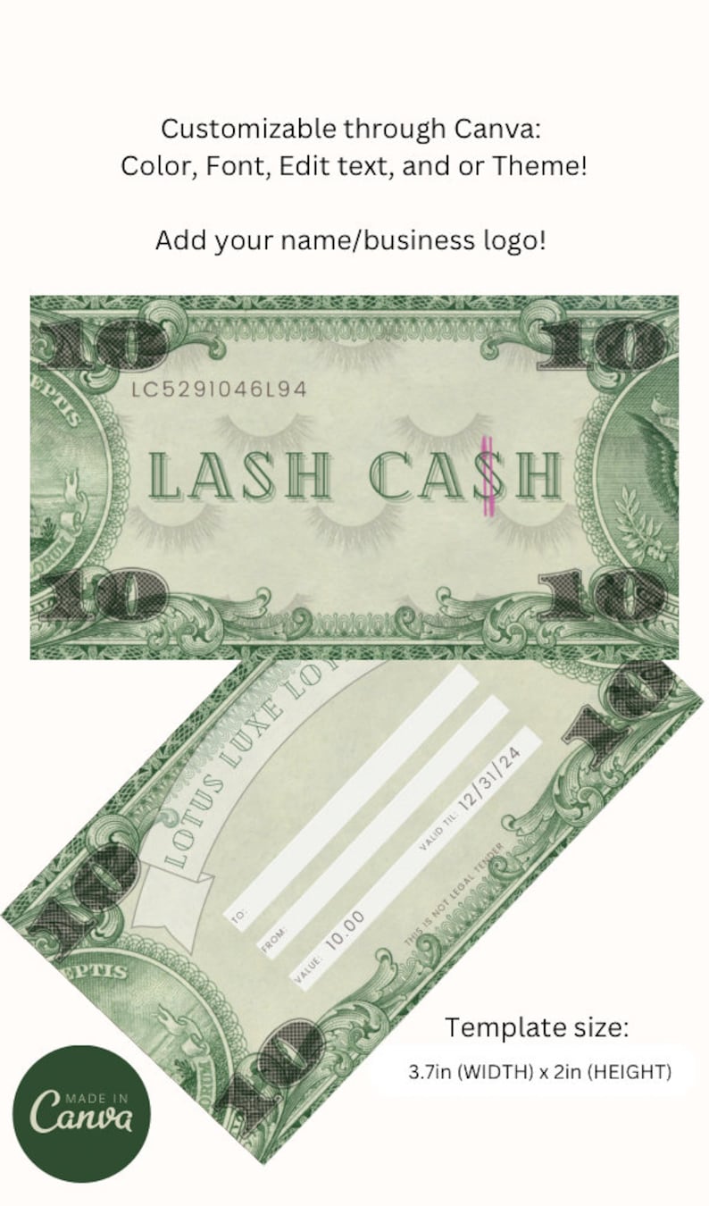 Lash Cash Loyalty Card - Etsy