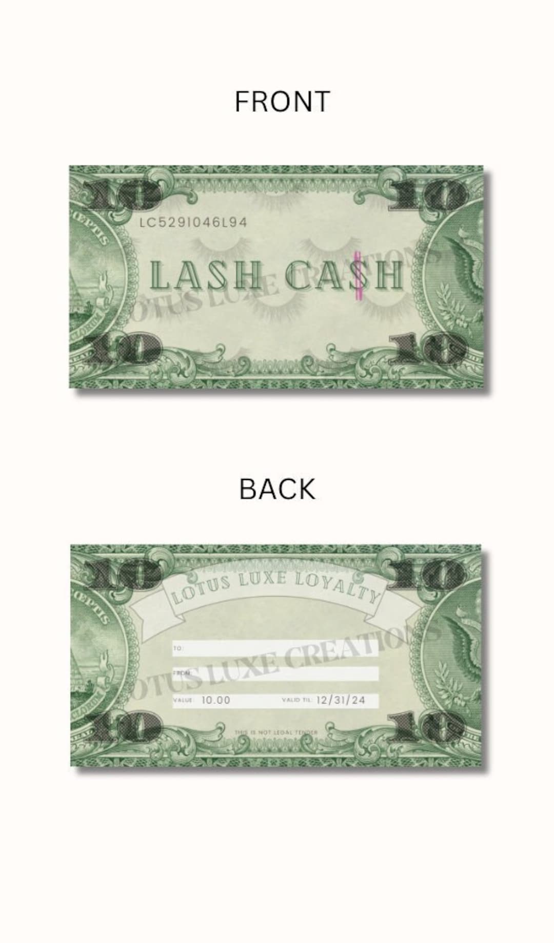 Lash Cash Loyalty Card - Etsy