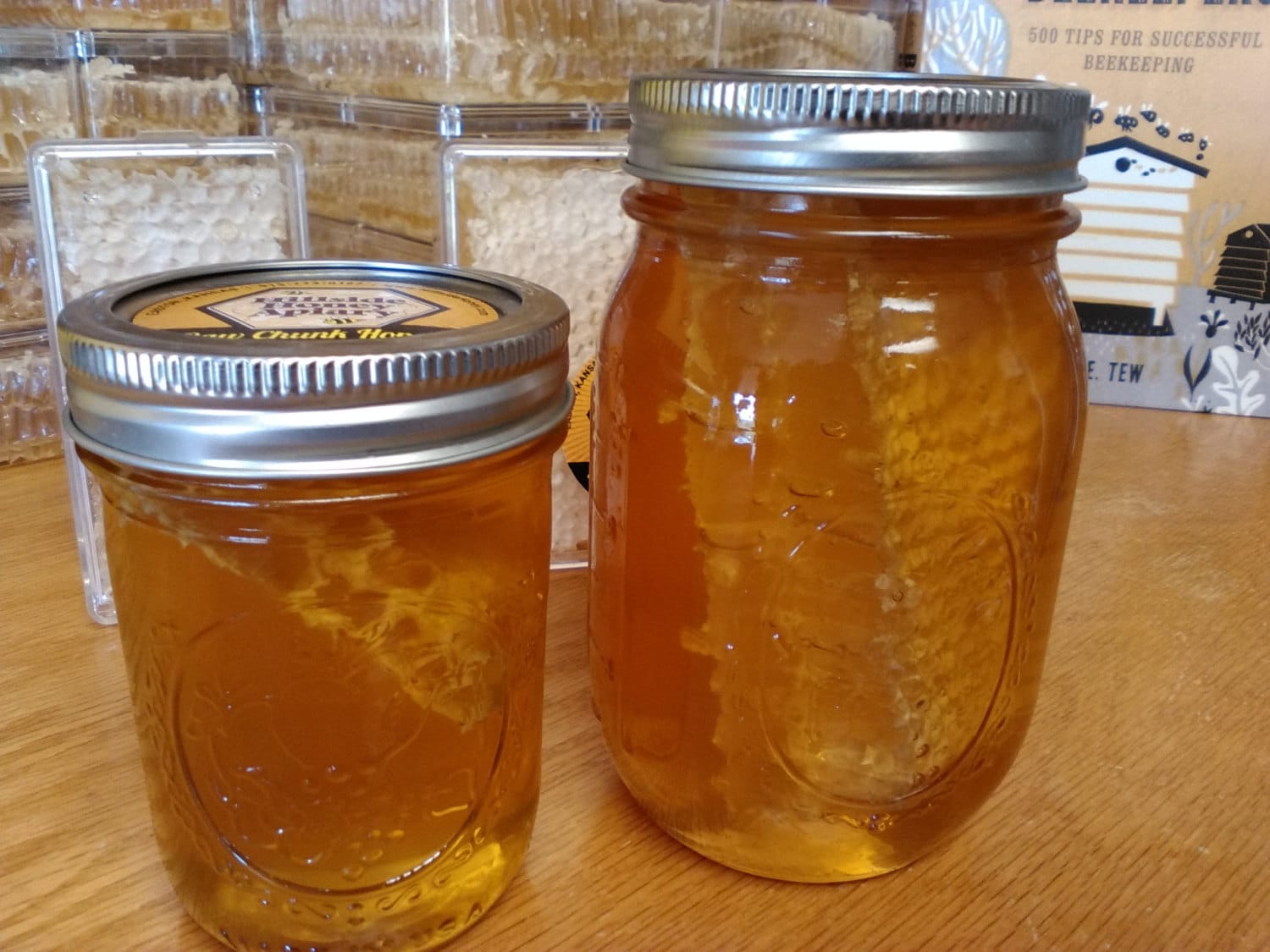 Raw Honey With Honeycomb Chunk Comb 10.5 Oz. Half Pint Mason - Etsy