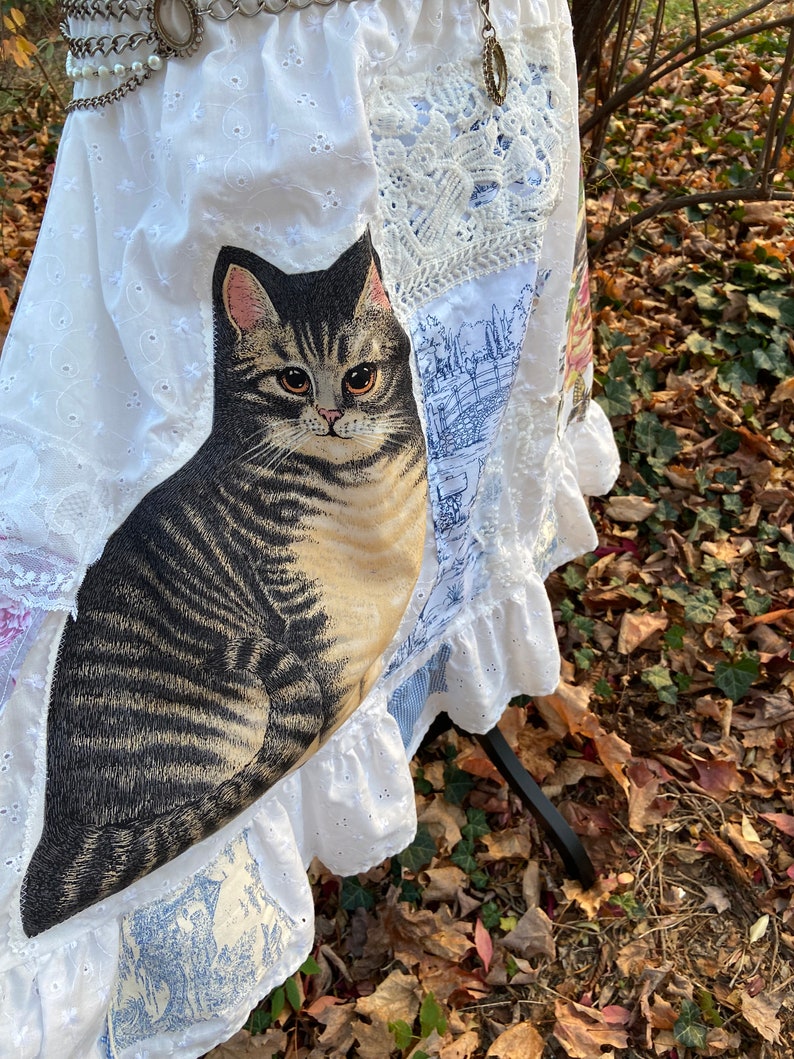 Redesigned Upcycled White Skrt W Ruffle Antique Linens Fabrics Romantic ...