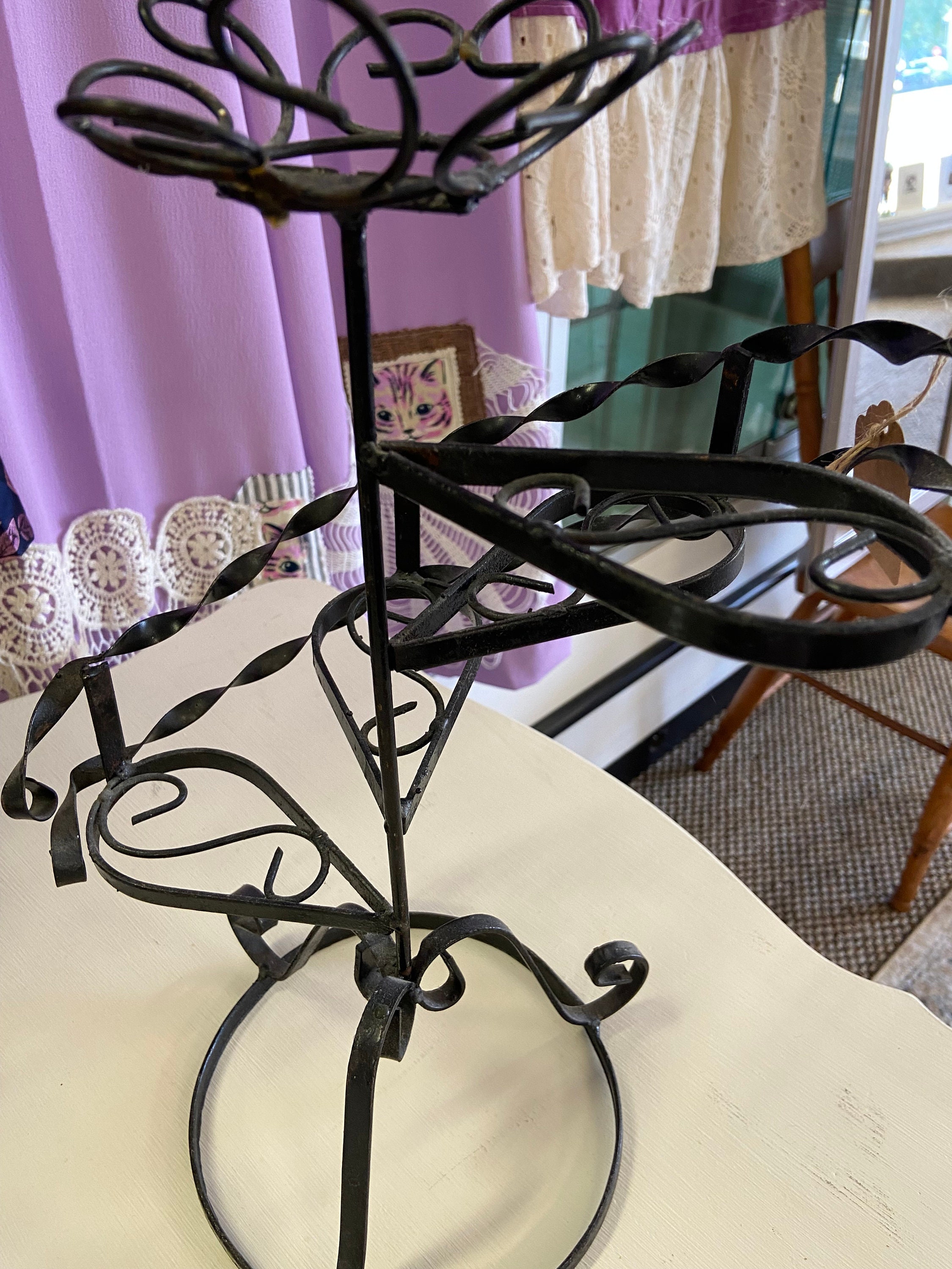 Vintage Small Cast Iron Spiral Stand - Etsy