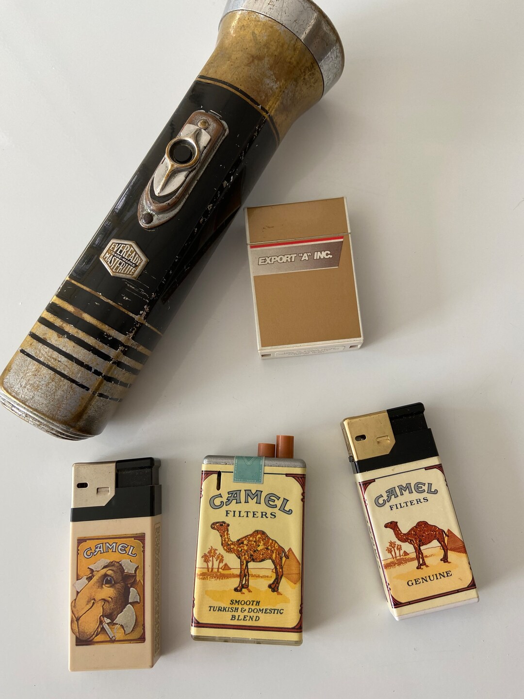 Vintage Lot of Camel Lighters and Eveready Masterlite - Etsy