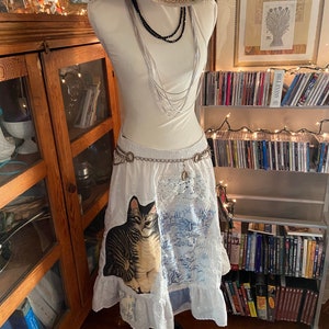 Redesigned Upcycled White Skrt W Ruffle Antique Linens Fabrics Romantic ...