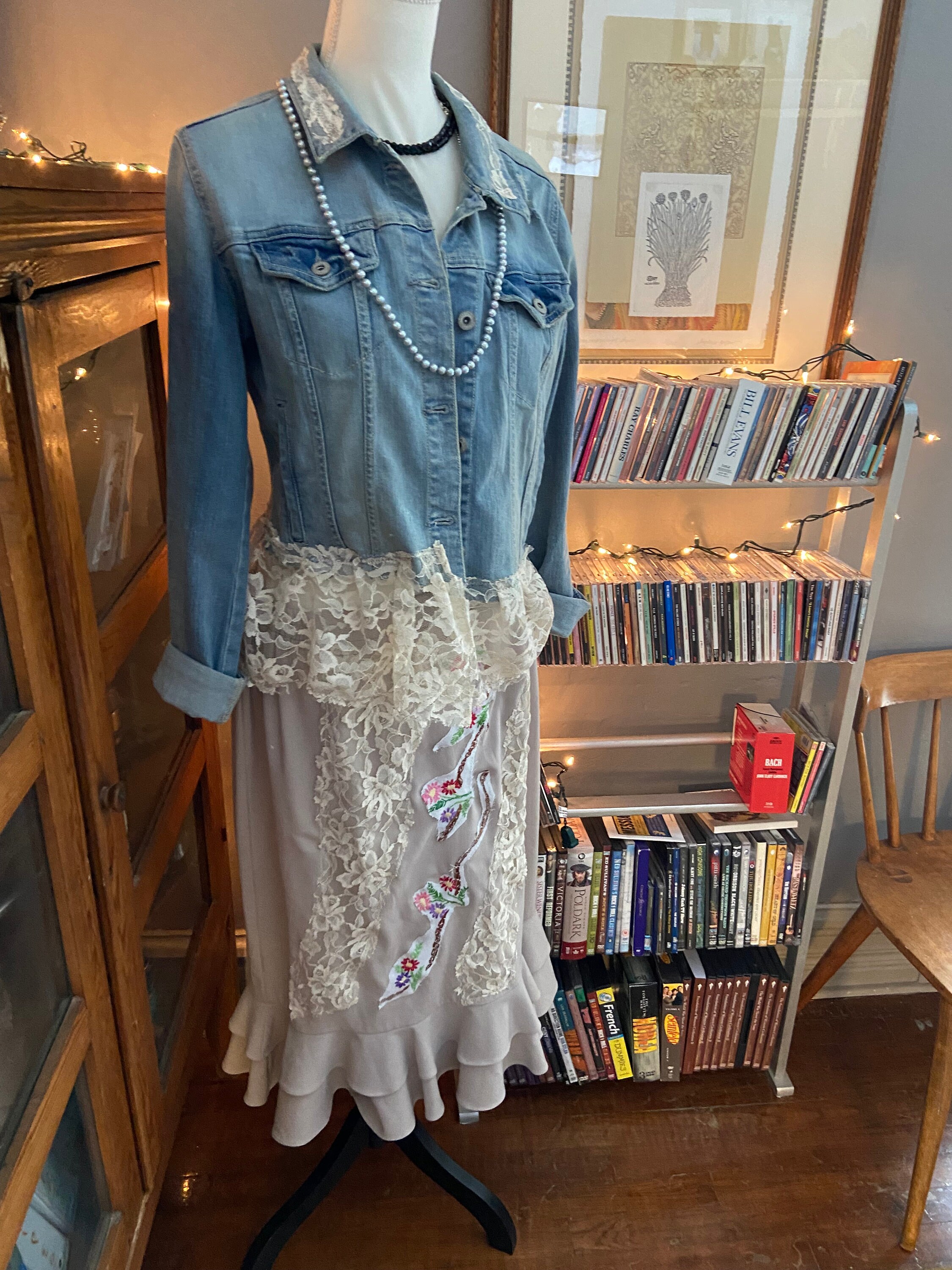 Redesigned Ruffled Mermaid Skirt W Vintage Embroidered Linens and Lace ...