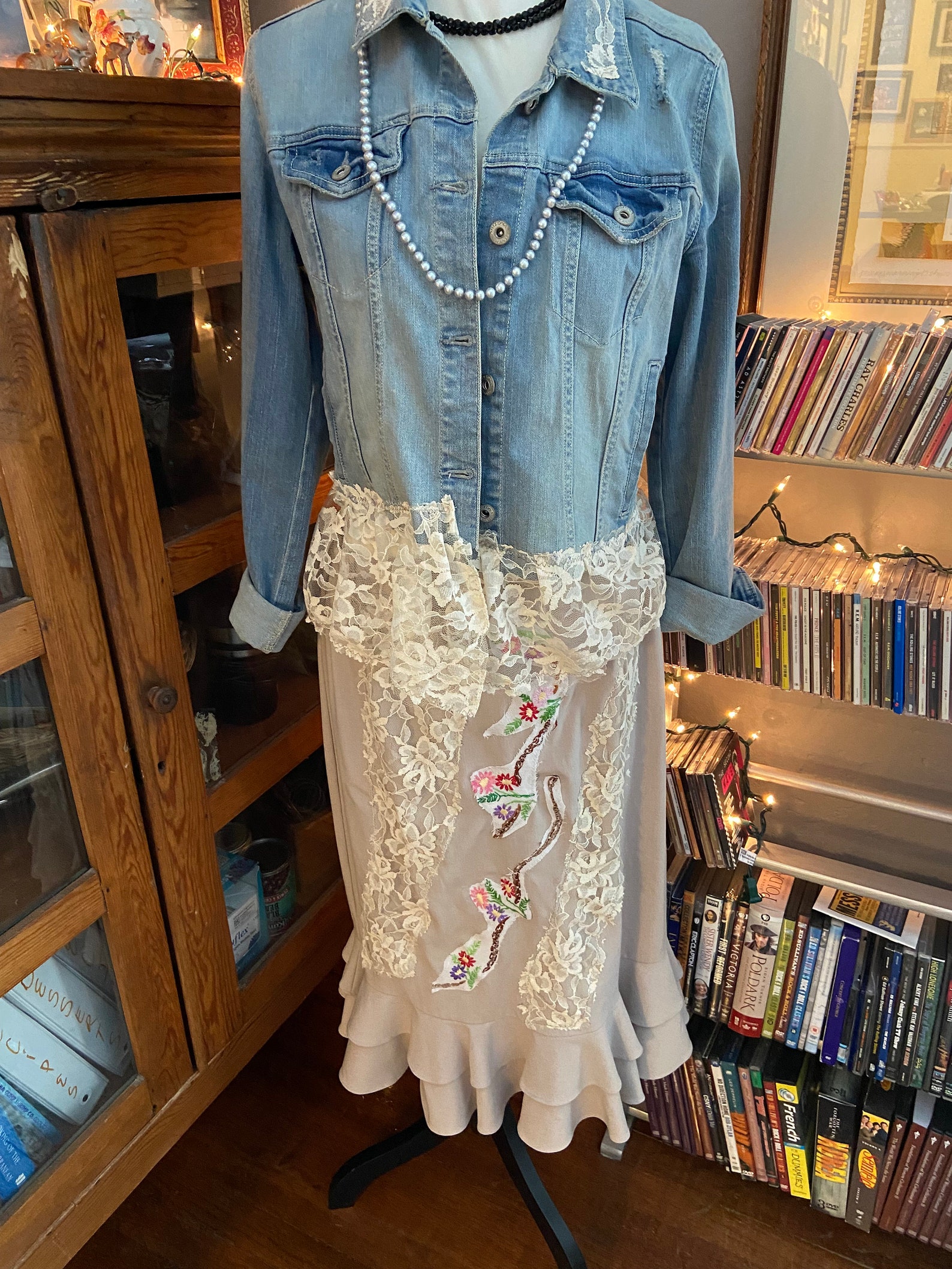 Redesigned Ruffled Mermaid Skirt W Vintage Embroidered Linens and Lace ...