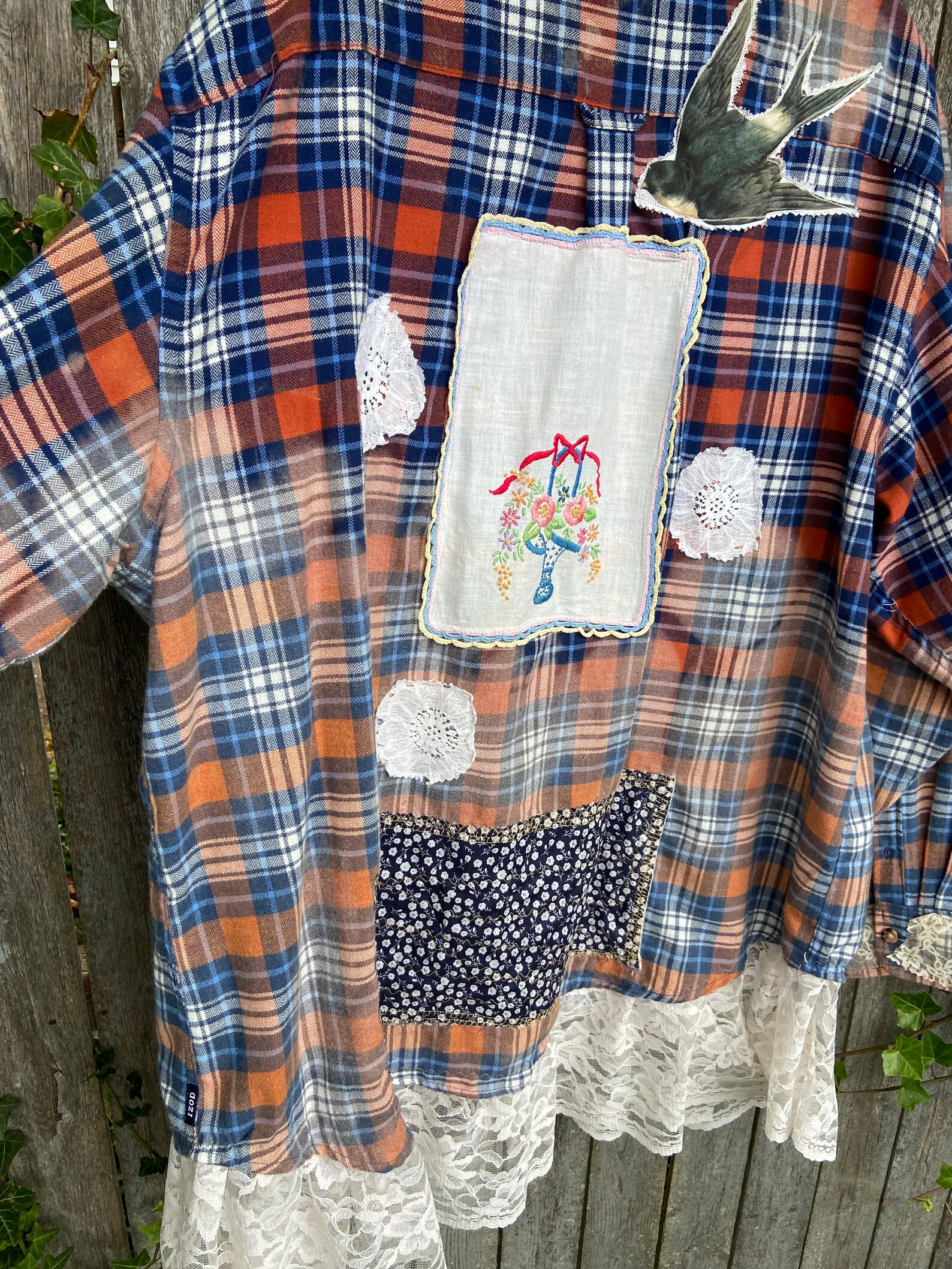 Izod Flannel Two Toned W Vintage Embroidery Lace Flounce Alice in ...
