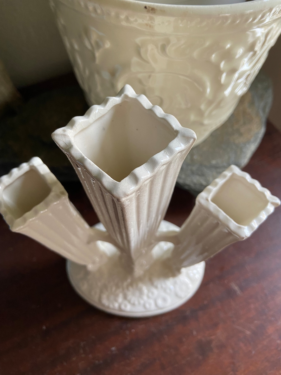 Vintage Made in Japan Fluted Edged Three Finger Vase W Floral - Etsy