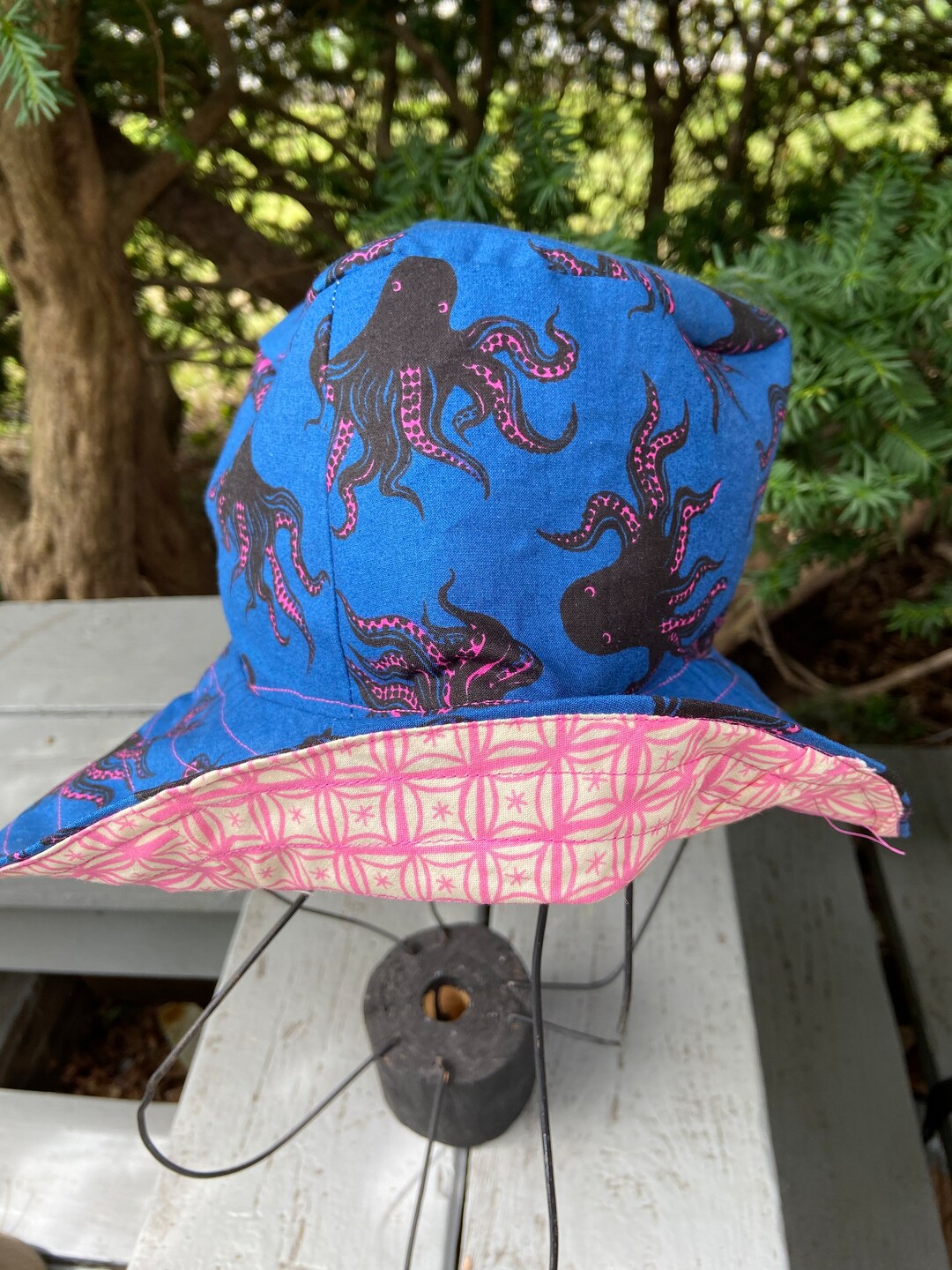 Cotton Octopus Reversible Bucket Hat - Etsy