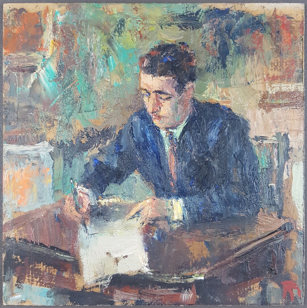 Antique Painting the Letter Oil Panel Original - Etsy