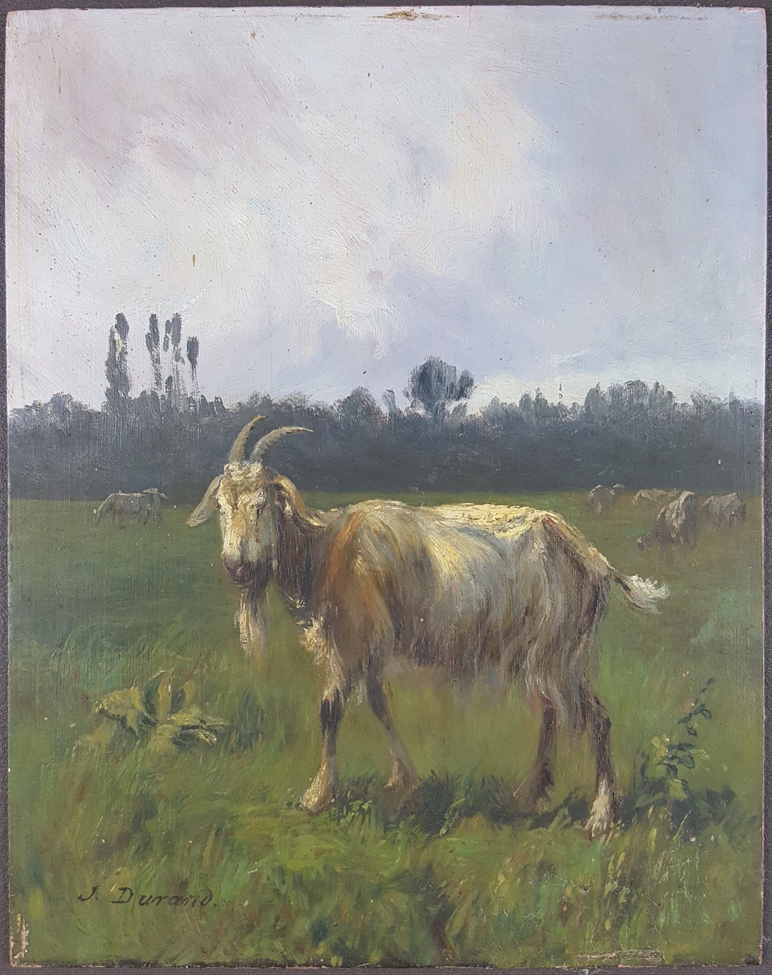 Antique Painting goat Oil Panel Original Old - Etsy