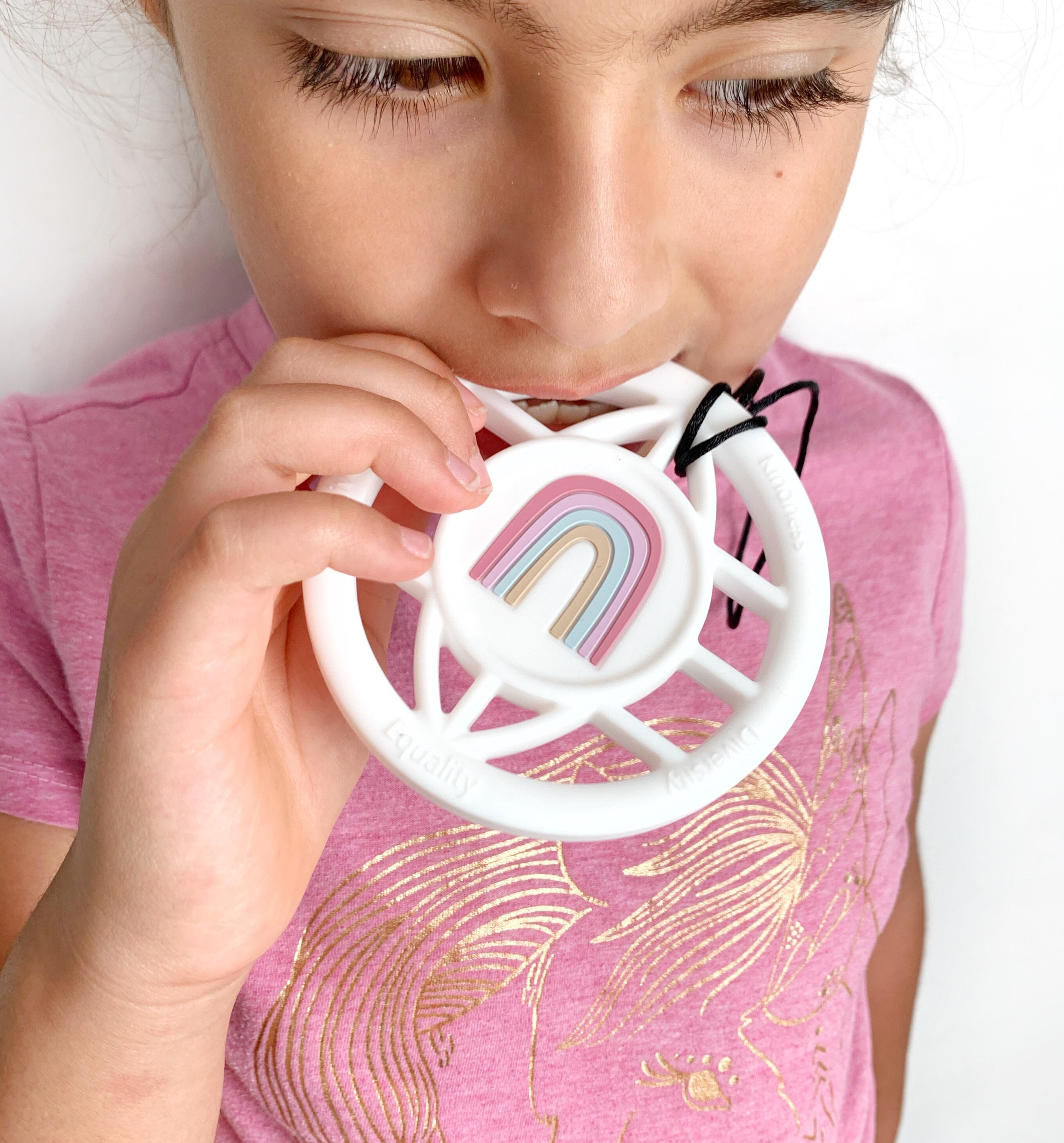 Rainbow World Sensory Necklace | Inclusive Rainbow Chew Pendant ...