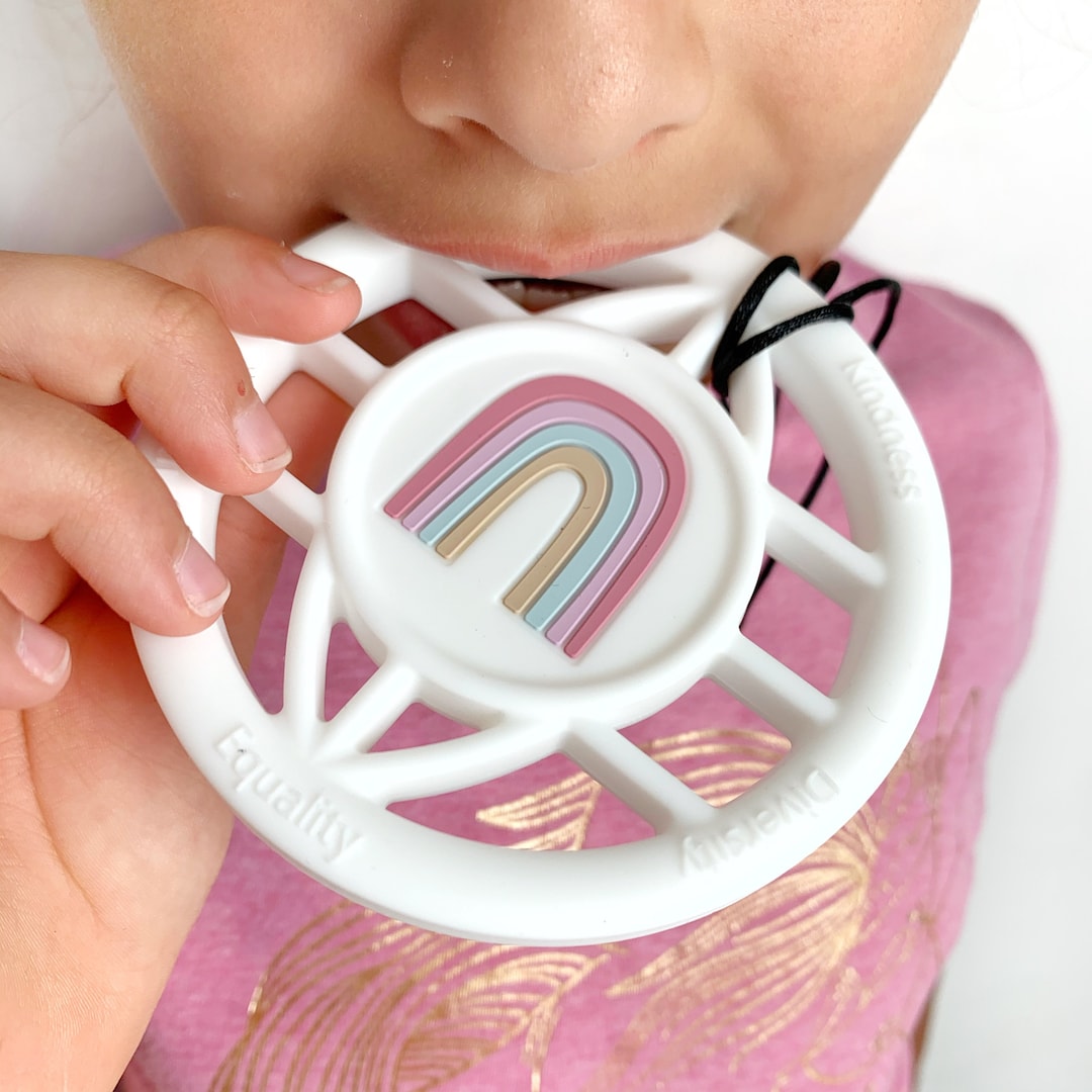 Rainbow World Sensory Necklace | Inclusive Rainbow Chew Pendant ...