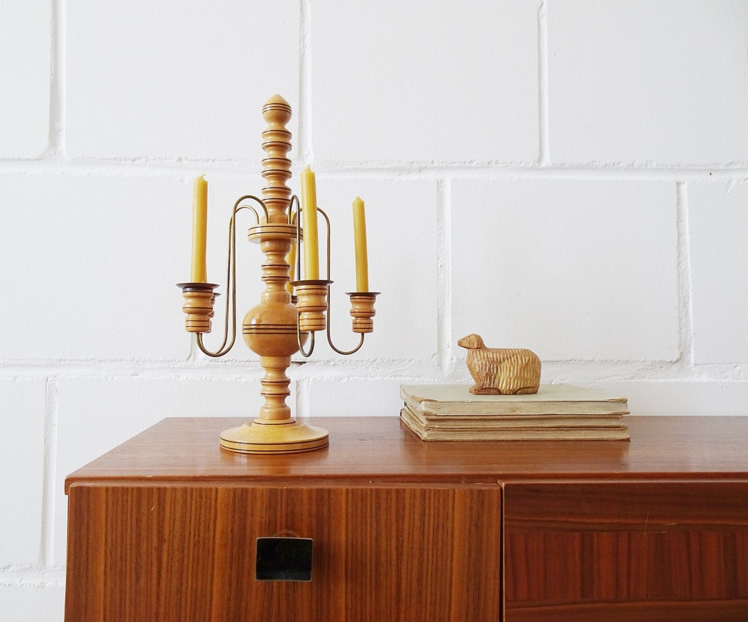 Wooden Candlestick Erzgebirge Table Spider Turned Candle - Etsy