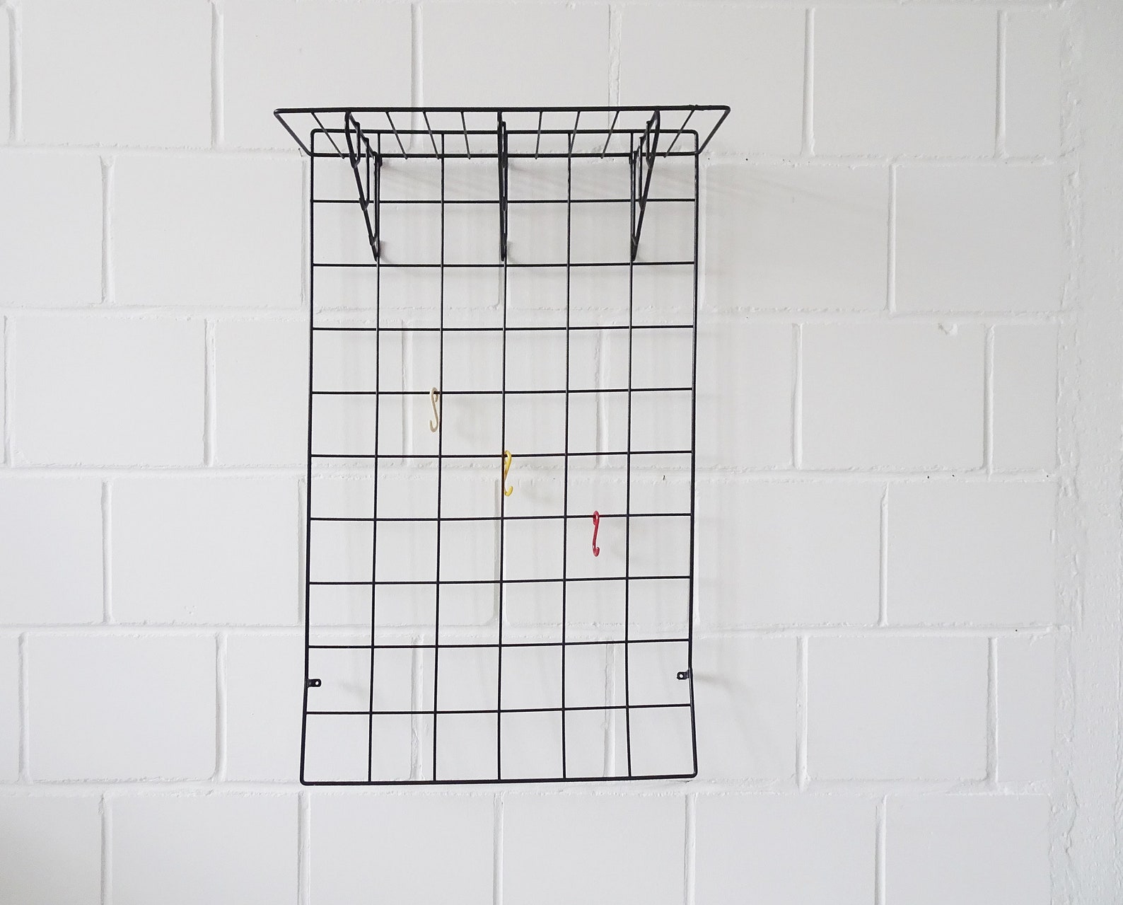 Large String Wardrobe 1960s – Wall-mounted Coat Rack Black Metal – Mid ...