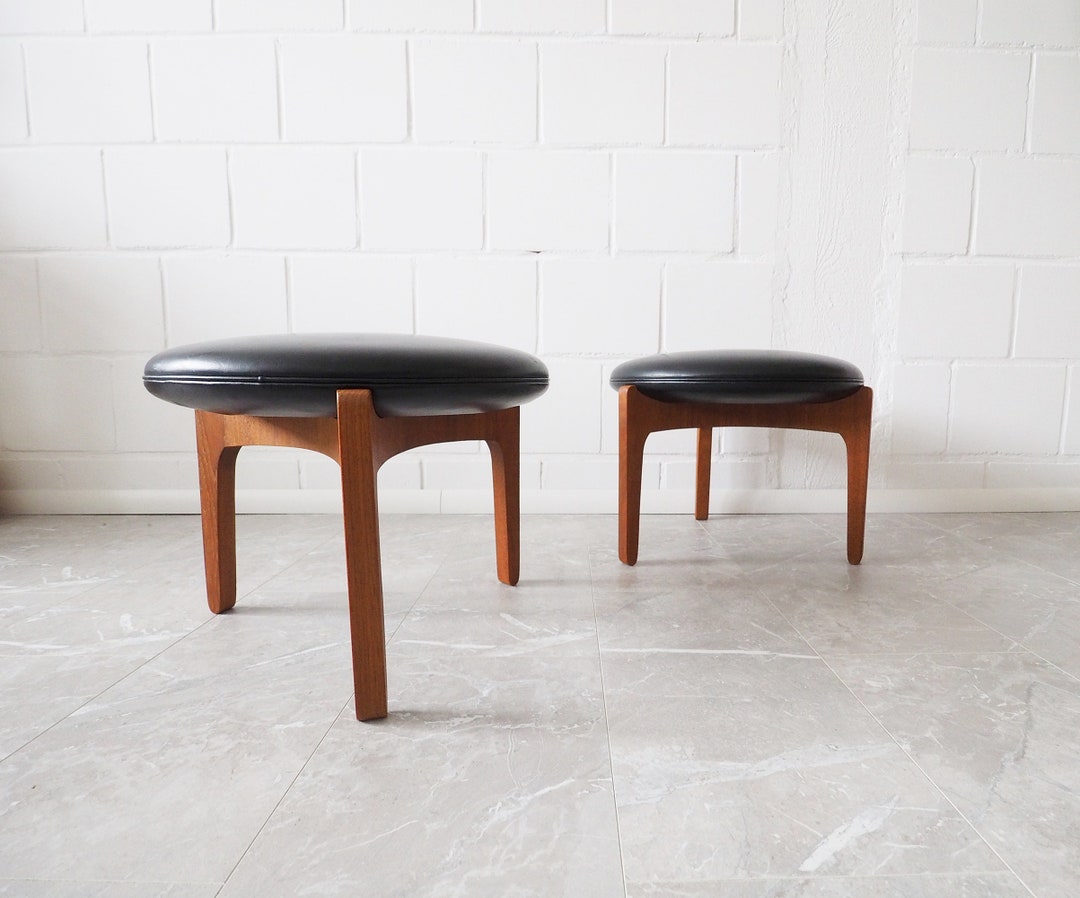 Mid Century Teak Hocker, Ellekaer und Linneberg Sitzmöbel, Dänisches ...