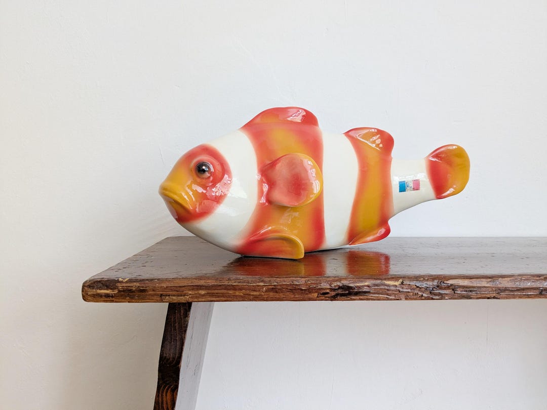 Large Ceramic Fish, Clownfish Decoration, Vintage Animal Ceramic - Etsy