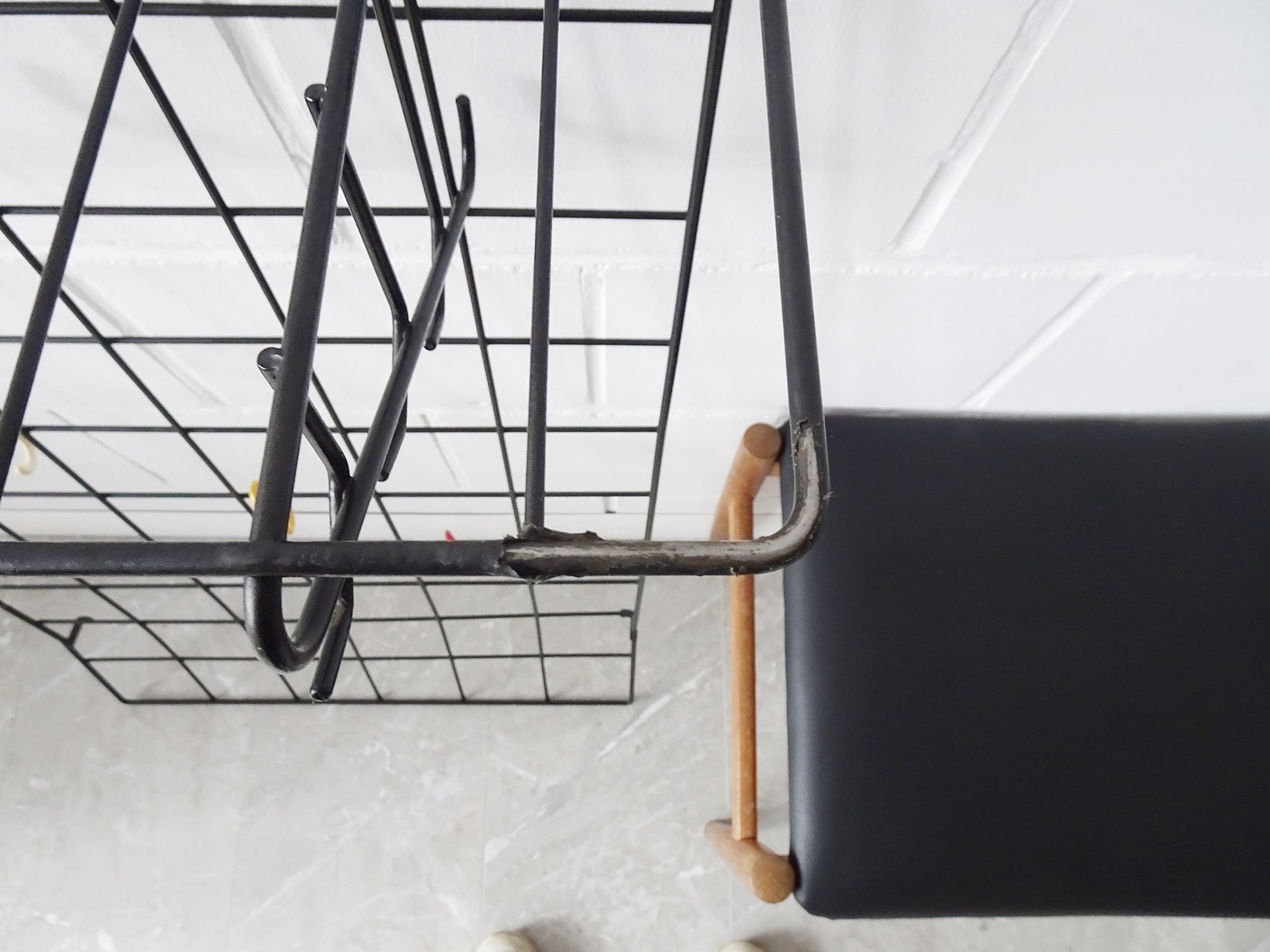 Large String Wardrobe 1960s – Wall-mounted Coat Rack Black Metal – Mid ...