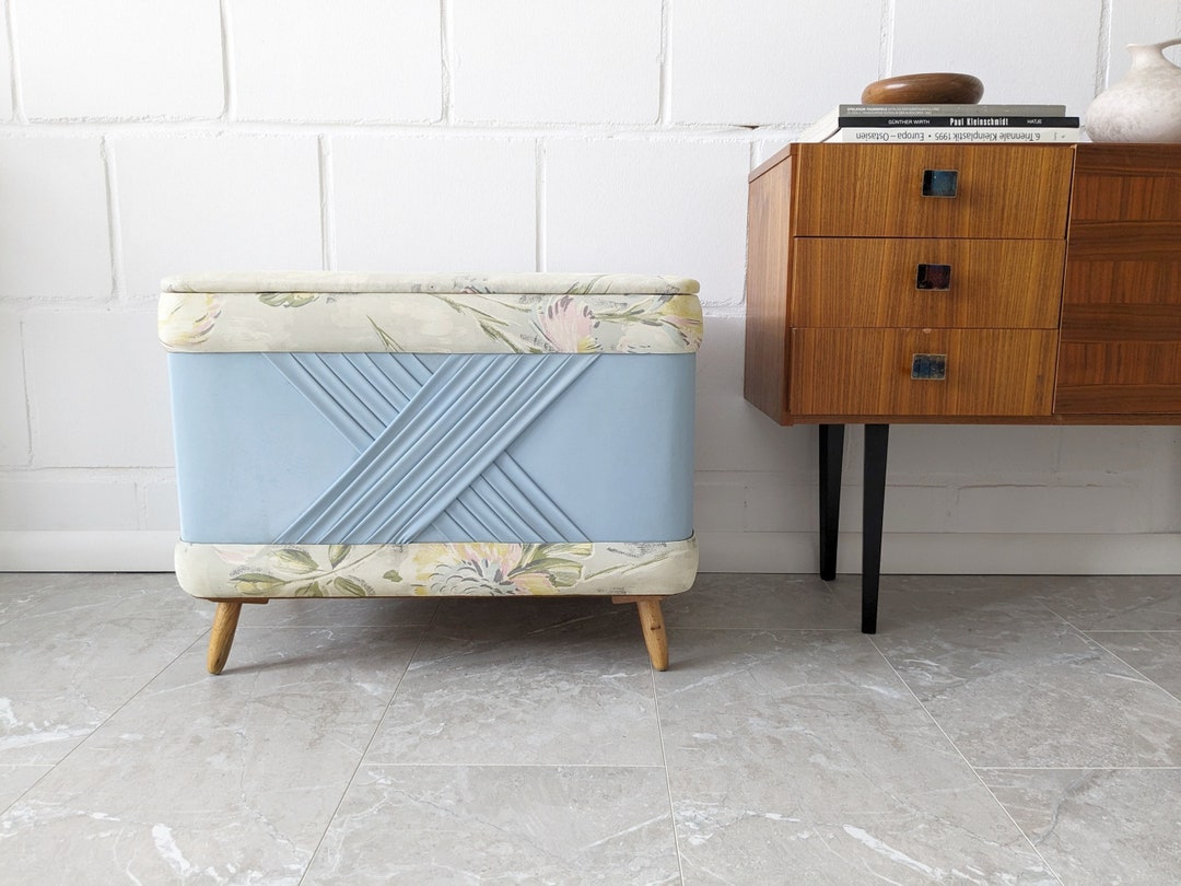 Vintage Laundry Box, Laundry Chest With Lid, Mid Century Storage Box ...