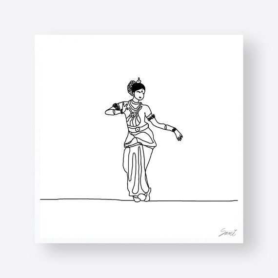 Indian Dancer Line Art Instantly Downloadable Print | Etsy