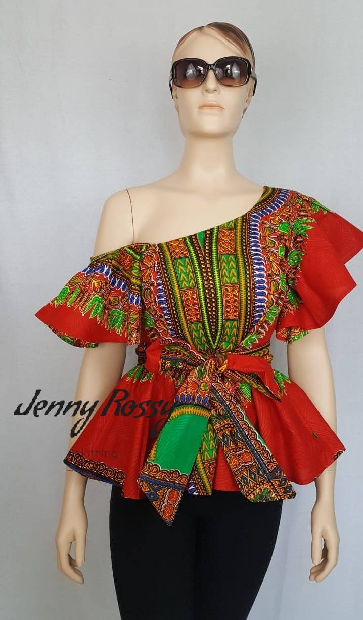 African Clothingafrican Peplum Top Red Dashiki Top off - Etsy