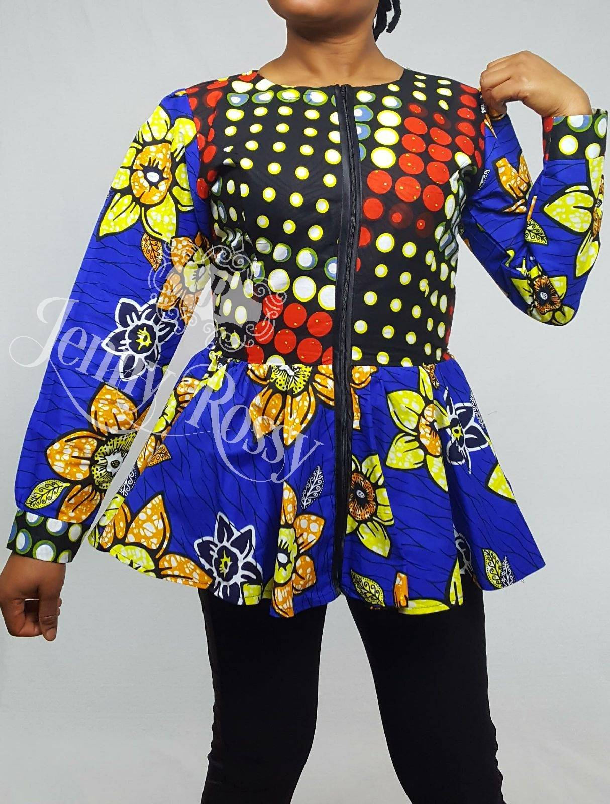 New Stylish Ankara Peplum Top African Print Front Zipup Top Etsy