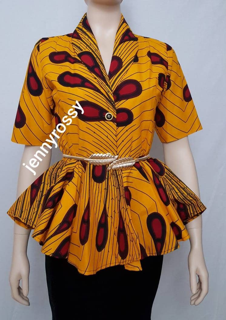 African clothing peplum blazer Ankara Blazer African women | Etsy