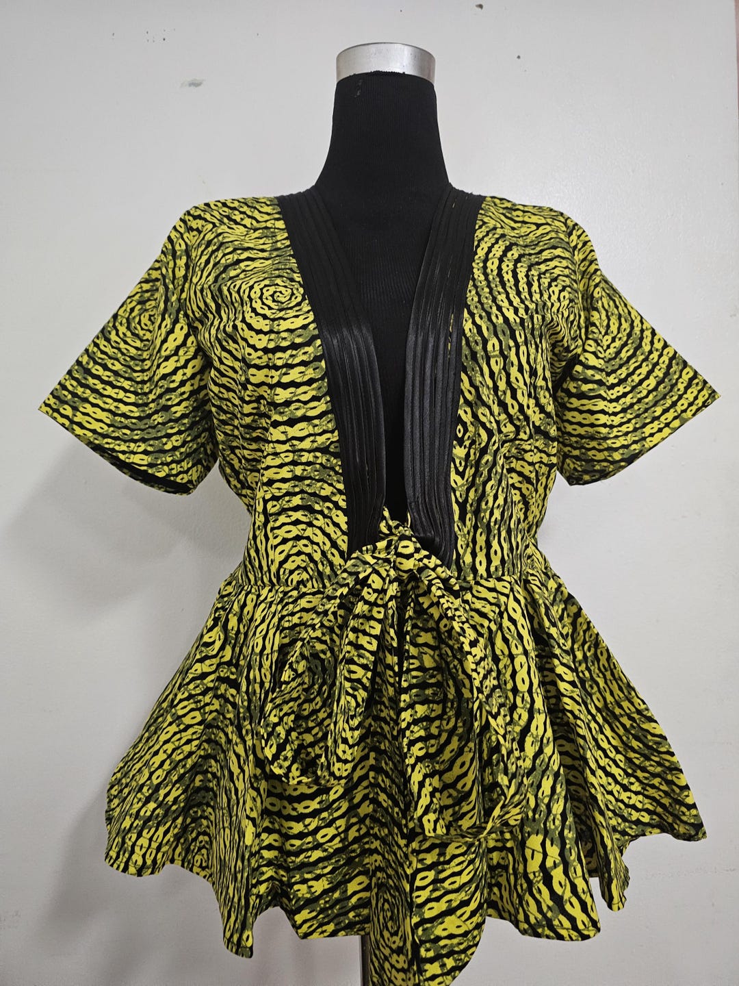 African Clothing Jacket,sellf Tie Top,peplum Top - Etsy