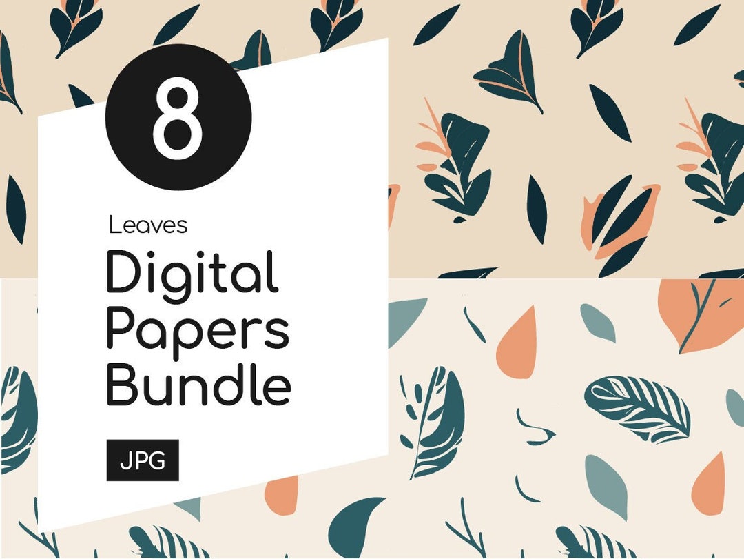 Leaves Digital Paper Bundle, Leaves Background, Falling Leaves ...