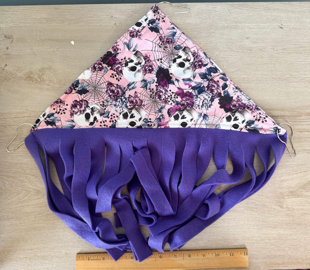 Pink Floral Skull Print Fleece Forest Corner Hammock Hide for Rats ...