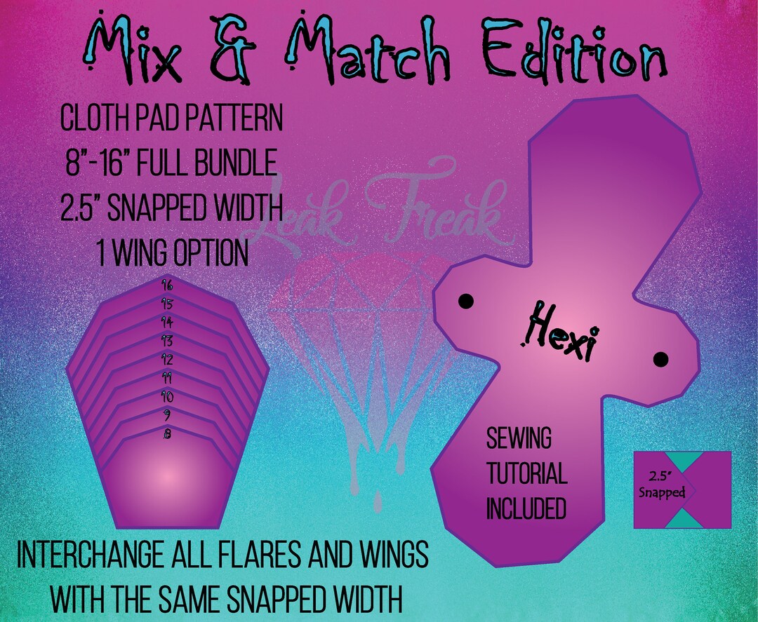 Hexi/full Bundle/cloth Pad Sewing Pattern/2.5 Snapped Width - Etsy