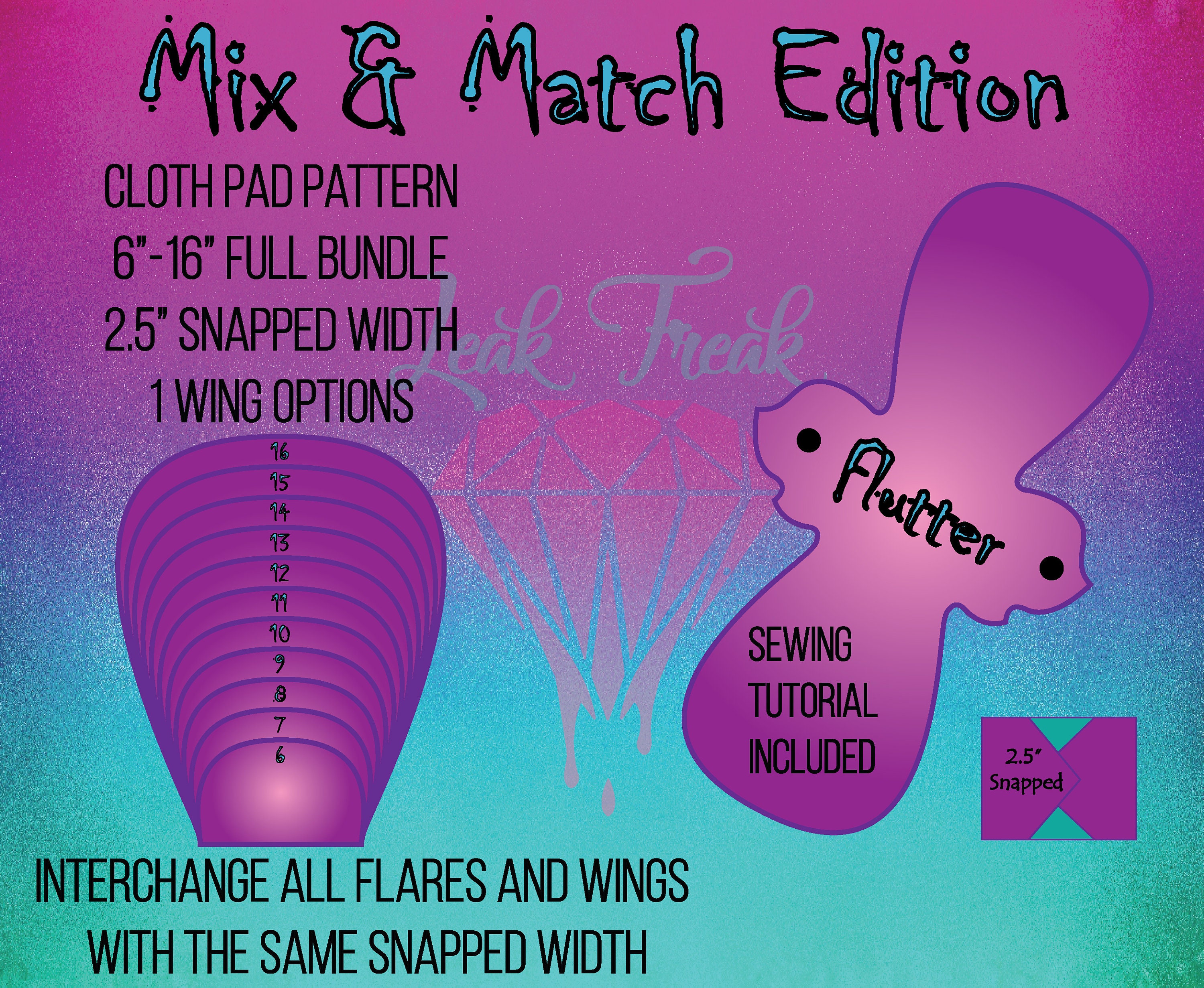 Flutter/full Bundle/cloth Pad Pattern/2.5 Snapped | Etsy