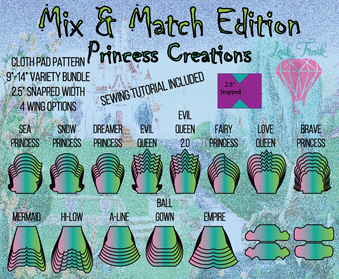 Princess Creations/full Bundle/cloth Pad Sewing Pattern/2.5 Snapped ...