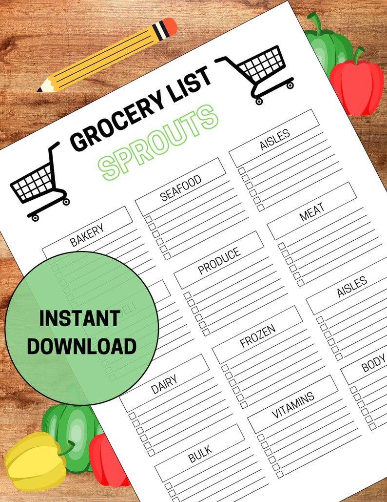 Grocery List for Weekly Prep - Sprouts Store Categories | Printable ...