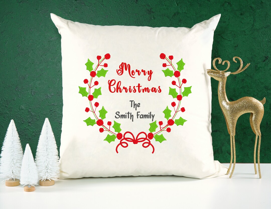 Embroidered Christmas Pillow| Personalized Christmas Pillow| Family ...