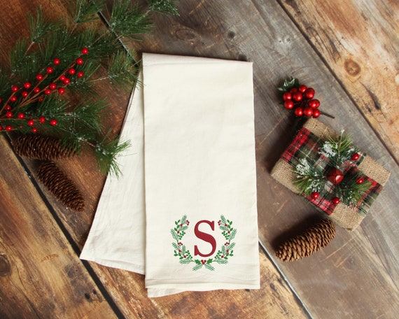 Monogrammed christmas kitchen towels store