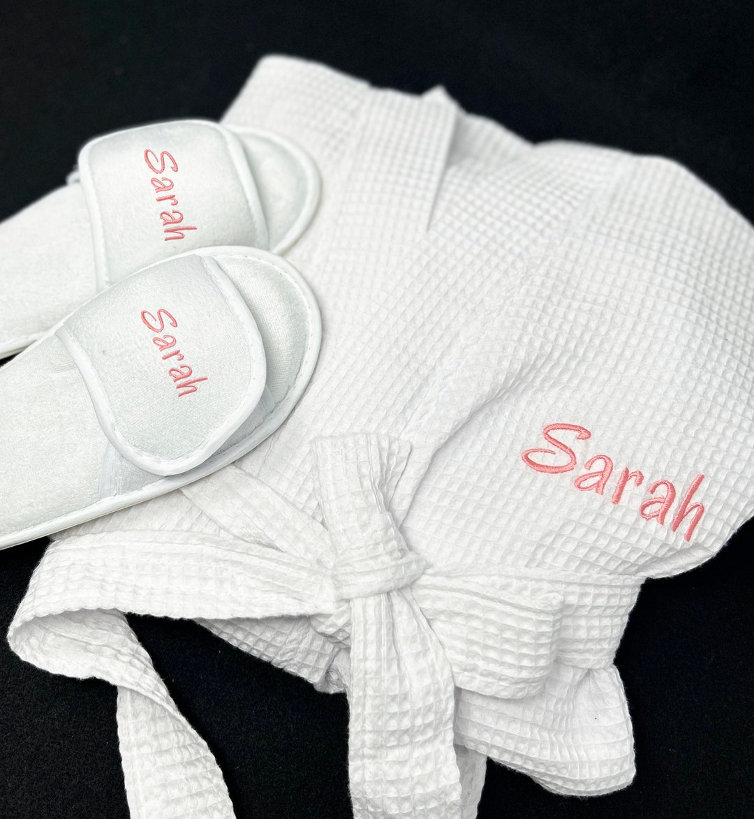 Embroidered Waffle Bathrobe | Personalized Robe Gift | Embroidered Bath ...