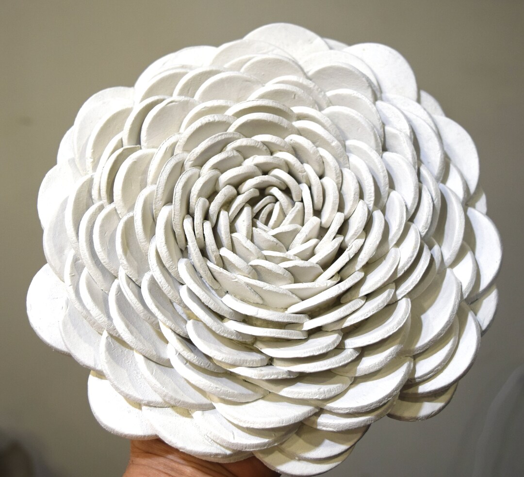 Ranunculus Bulb Clay Wall Sculpture, 3D Flowers Art, White Clay ...