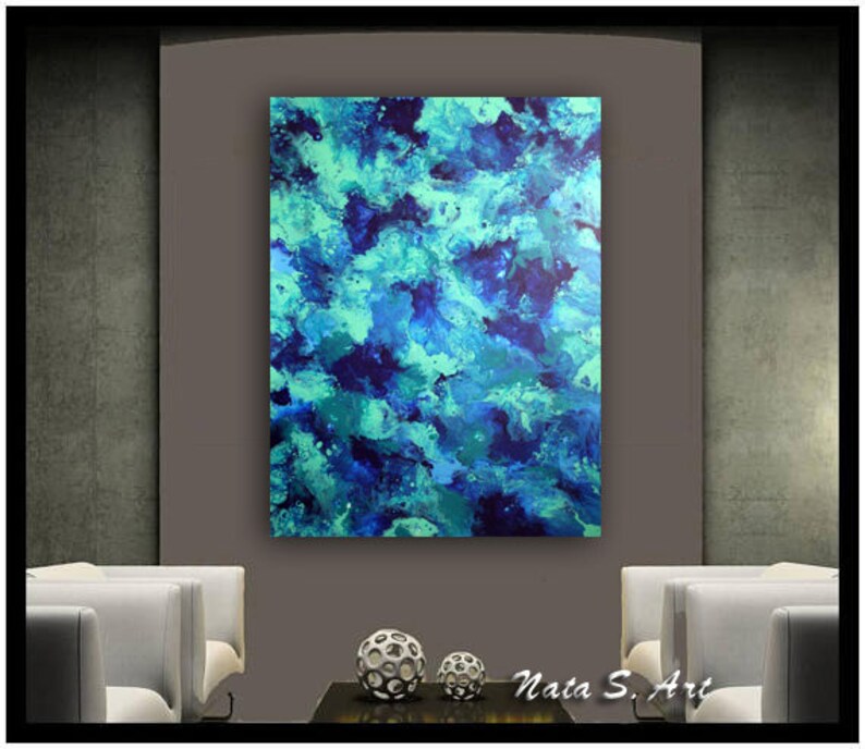 48 X 36 Abstract Painting Original Turquoise Blue - Etsy Canada