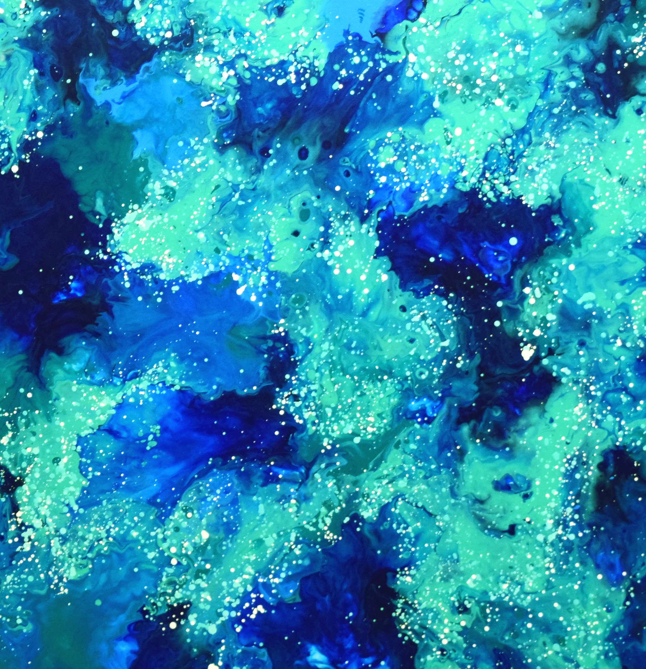 48 X 36 Abstract Painting, Original Turquoise Blue Painting, Large ...